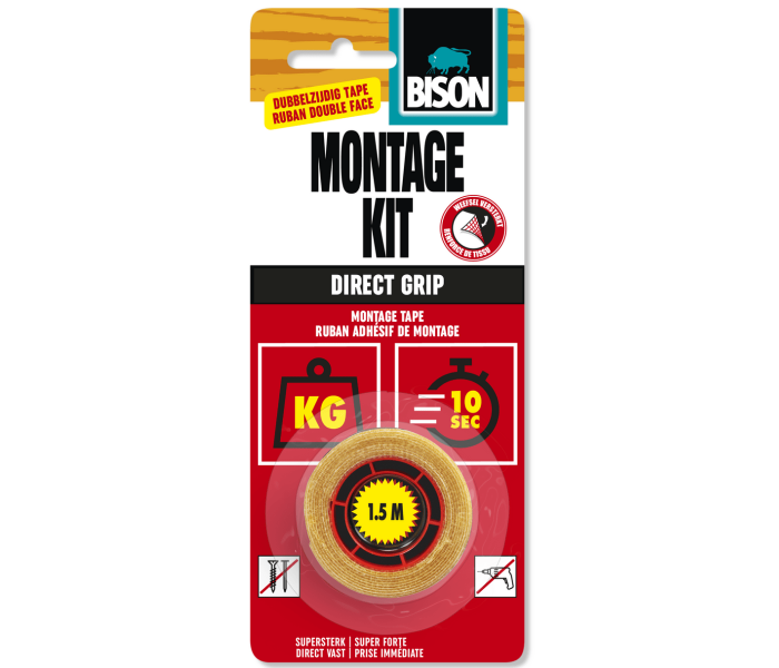 Bison Mounting Kit Direct Grip Tape 1.5m x 19mm - CROP